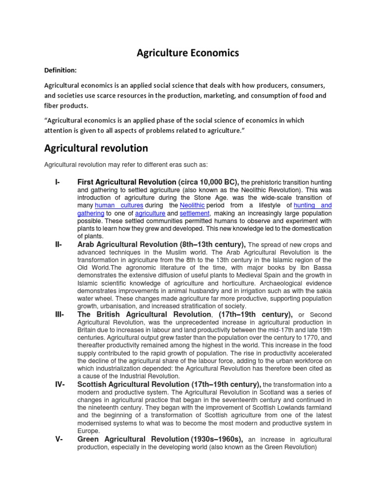 Overview of Agricultural Economics | PDF | Agriculture | Food Industry