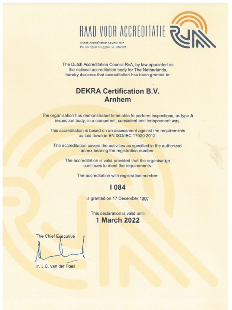Attachment 4 The Certificate of Dekra | PDF