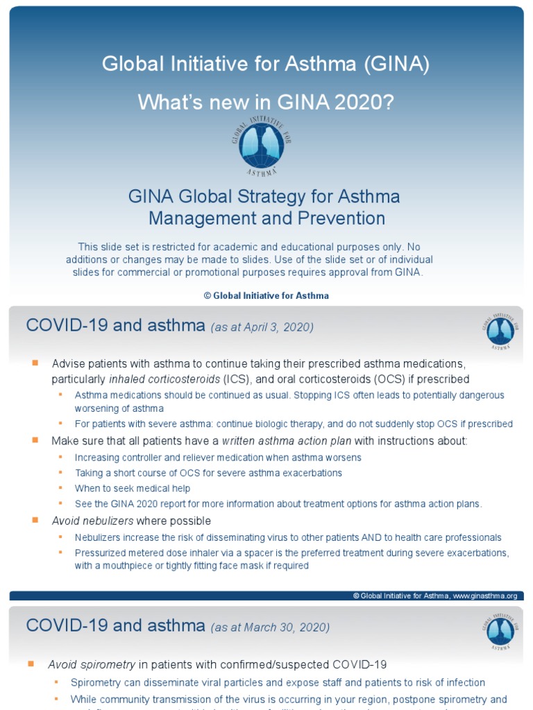 Global Initiative For Asthma (GINA) What's New in GINA 2020? | PDF ...