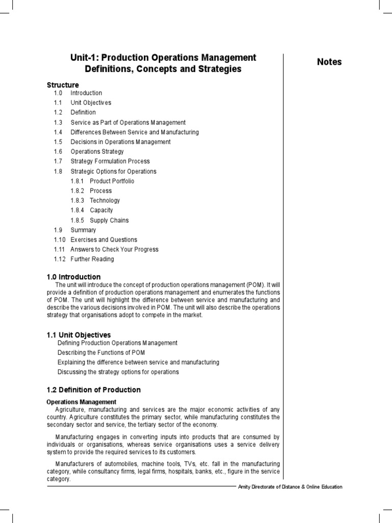 BCF 403 Fundamentals of Production and Operations MGT - Module 1 PDF | PDF | Operations ...