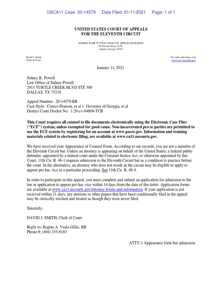 Eleventh Circuit Powell Letter | PDF | United States Courts Of Appeals ...