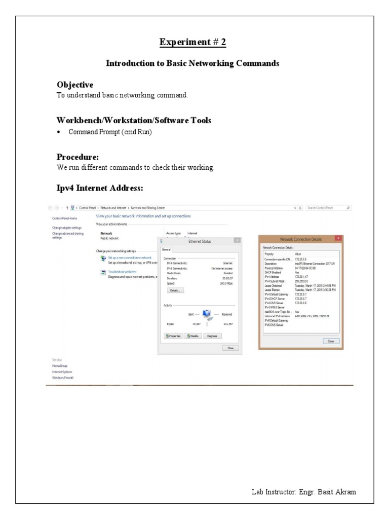 Introduction To Basic Networking Commands Objective: Experiment # 2 | PDF