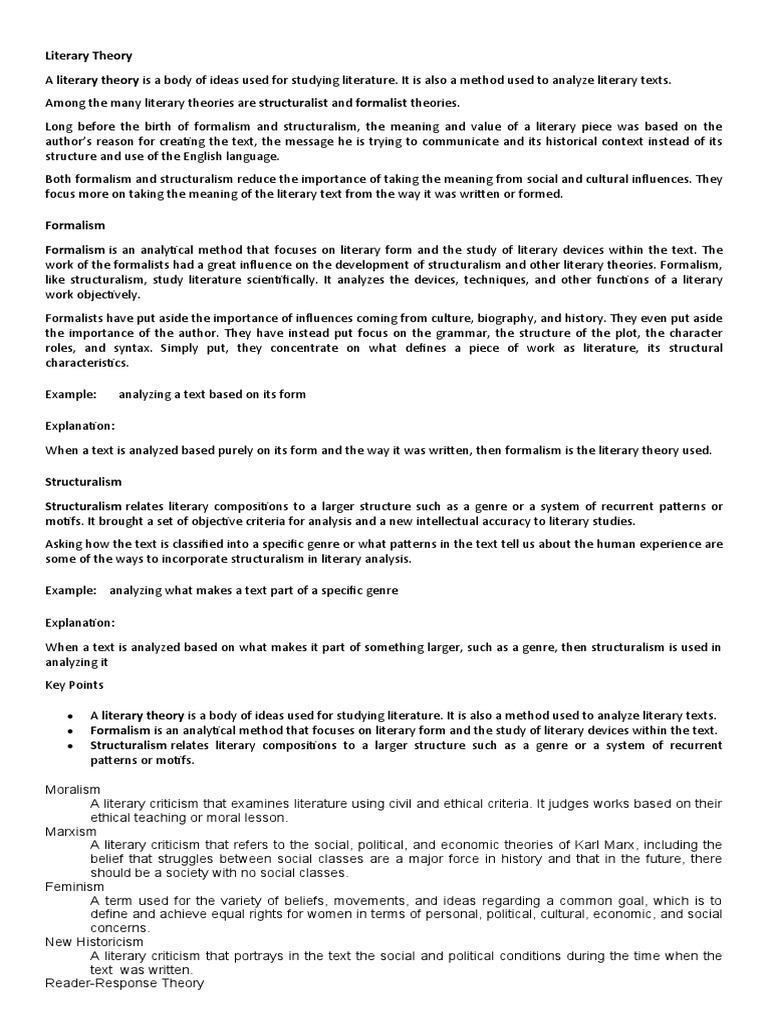 Analyzing Literary Texts through Formalism and Structuralism | PDF ...