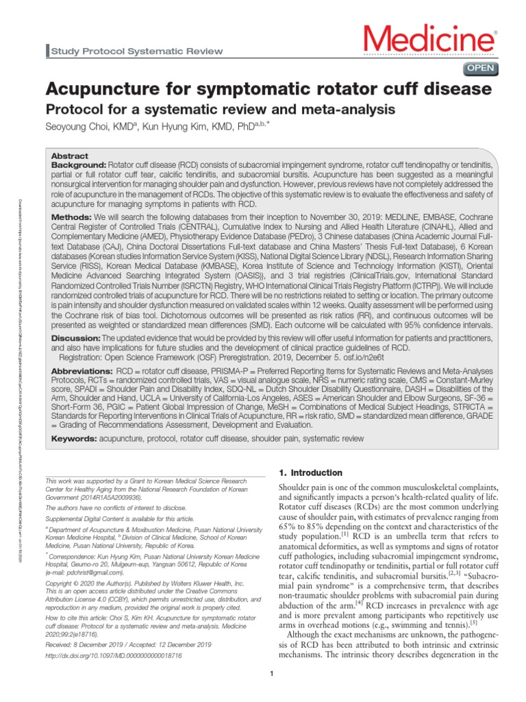 Medicine: Acupuncture For Symptomatic Rotator Cuff Disease | PDF ...