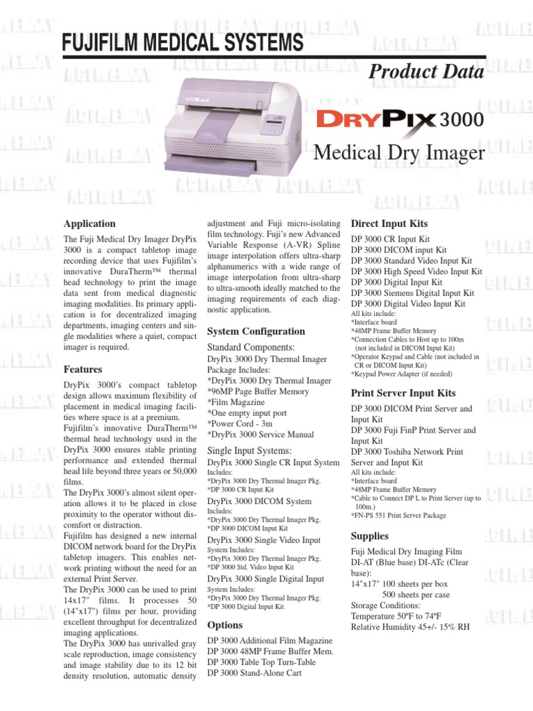 Medical Dry Imager: Product Data | PDF | Fujifilm | Medical Imaging
