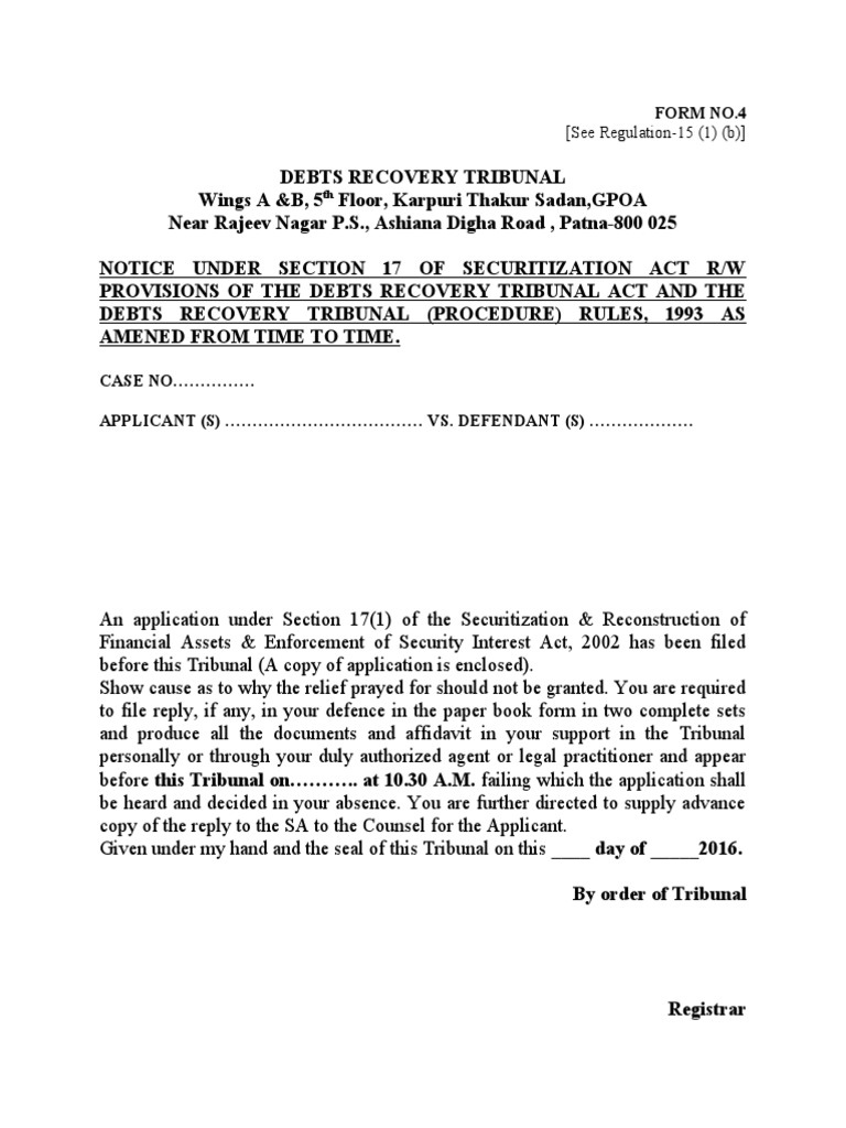 Form No.4: (See Regulation-15 (1) (B) ) | PDF