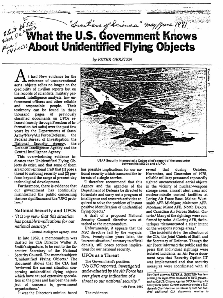 What The U.S. Government Knows About Ufos | PDF | Unidentified Flying ...