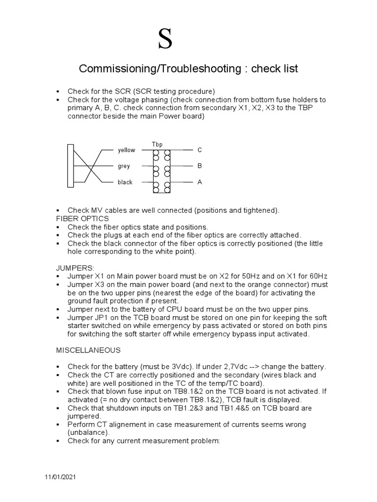 Commissioning/Troubleshooting: Check List: C B A Yellow Grey Black TBP ...