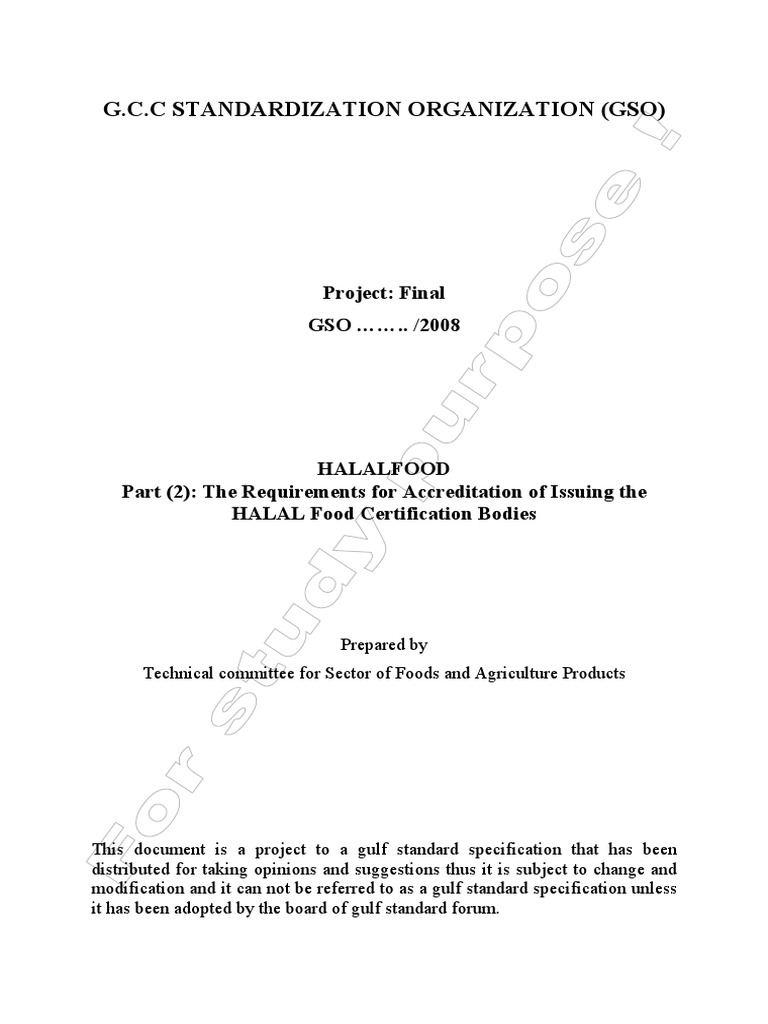 GSO standards for Halal food certification bodies | PDF | Animal ...