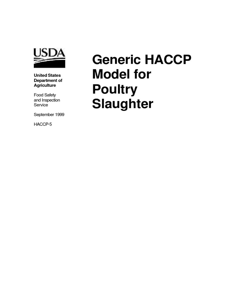 Generic HACCP Model For Poultry Slaughter: United States Department of ...