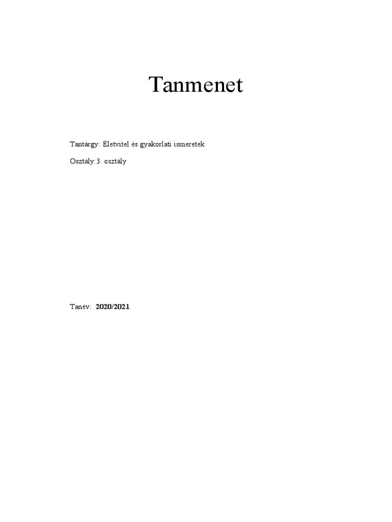 Technika Tanmenet 3. Osztálynak | PDF