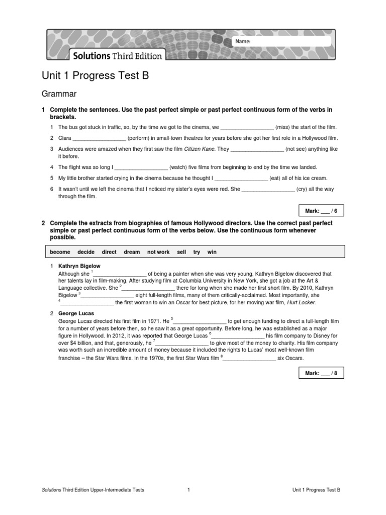 Uppint Progress Test Unit 01 Solutions Upperintermediate