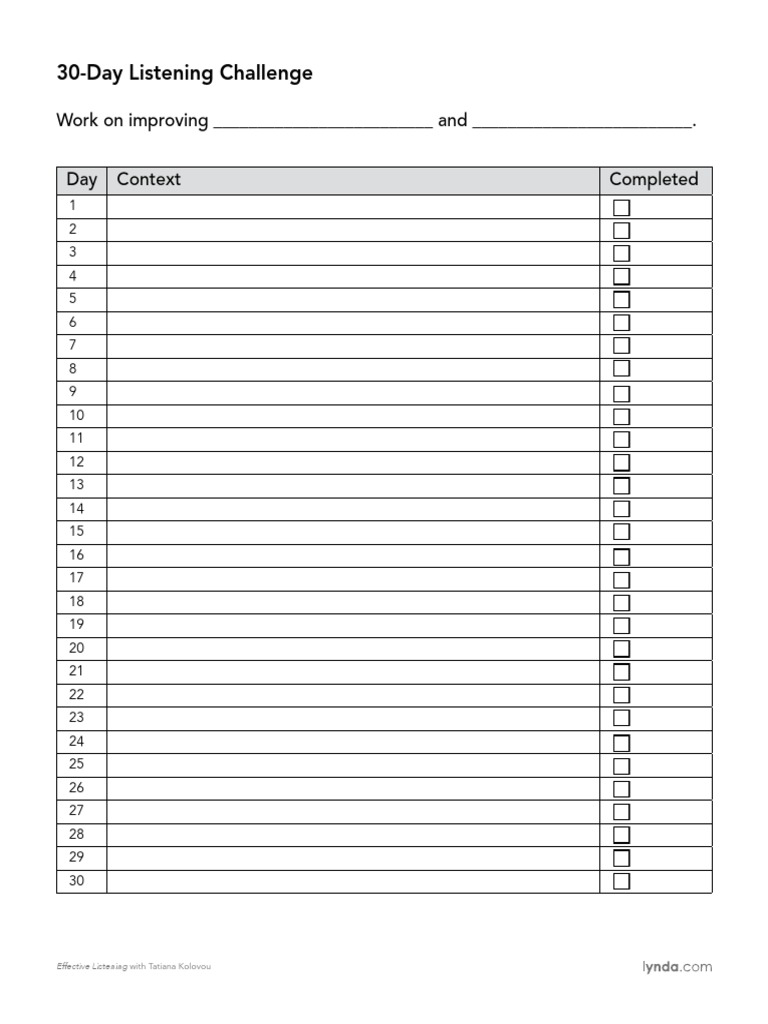 30-Day Challenge to Improve Effective Listening Skills Through Daily ...