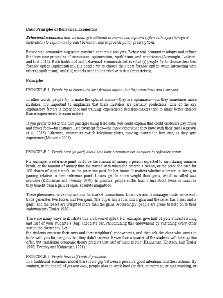 Understanding Behavioral Economics Principles | PDF | Behavioral ...