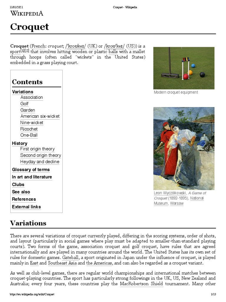Croquet (French: Croquet | PDF | Precision Sports | Sports