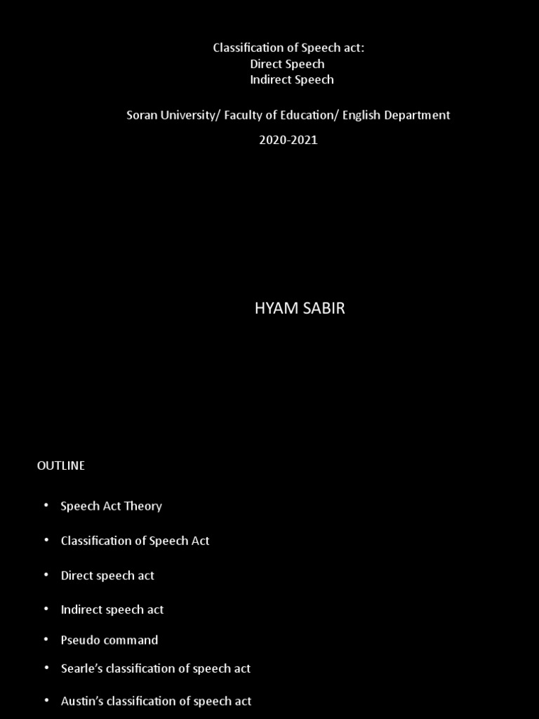 Classification of Speech Act | PDF | Speech | Human Communication