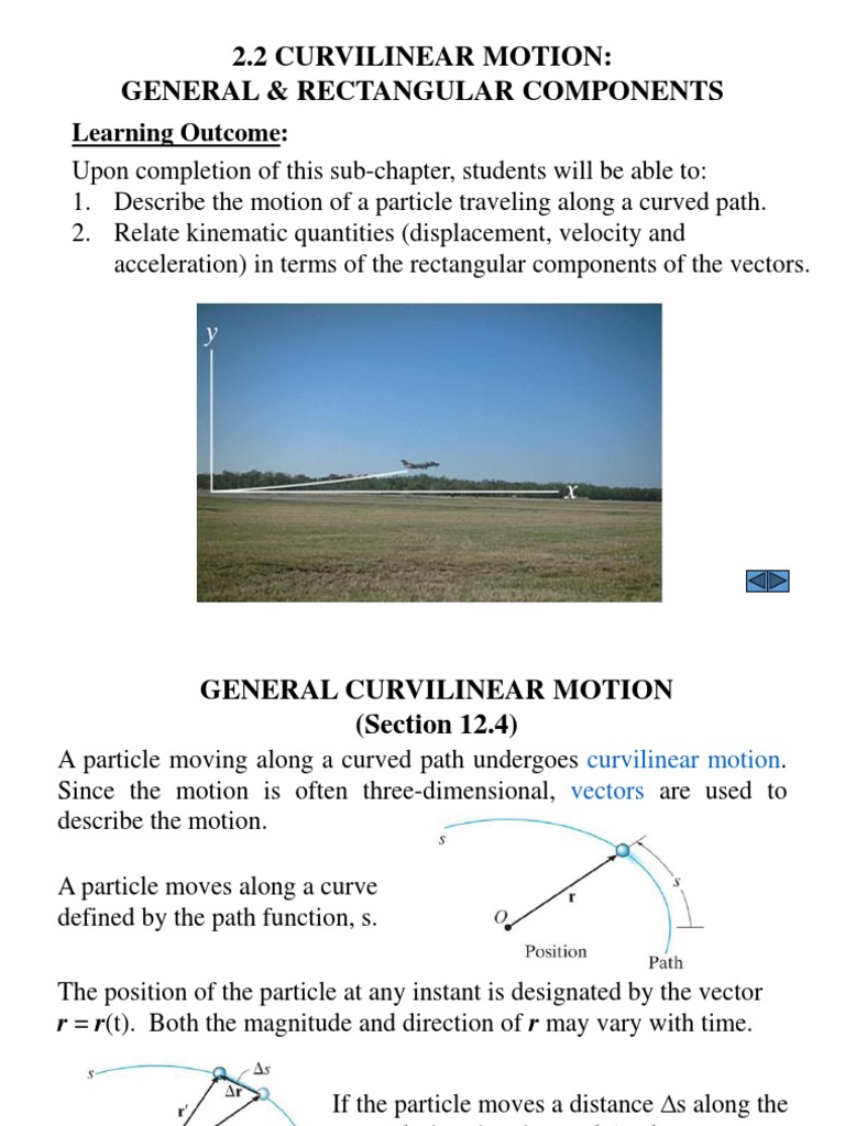 Chapter 2.2 - Curvilinear Motion - Rectangular Components | PDF | Acceleration | Velocity