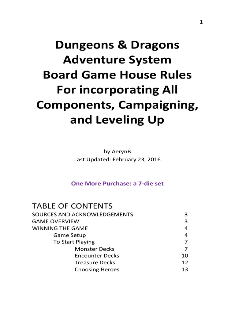 D&D Adv System Erin's House Rules v4 Non-Customs | PDF | Dungeons ...
