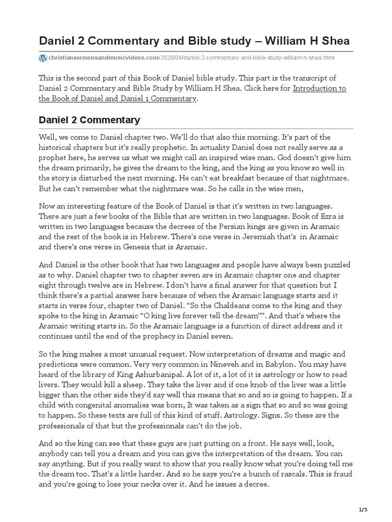 Daniel 2 Commentary and Bible Study - William H Shea | PDF | Book Of ...