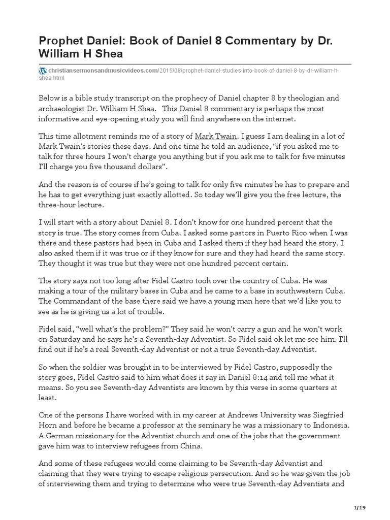 Prophet Daniel: Book of Daniel 8 Commentary by Dr. William H Shea | PDF ...