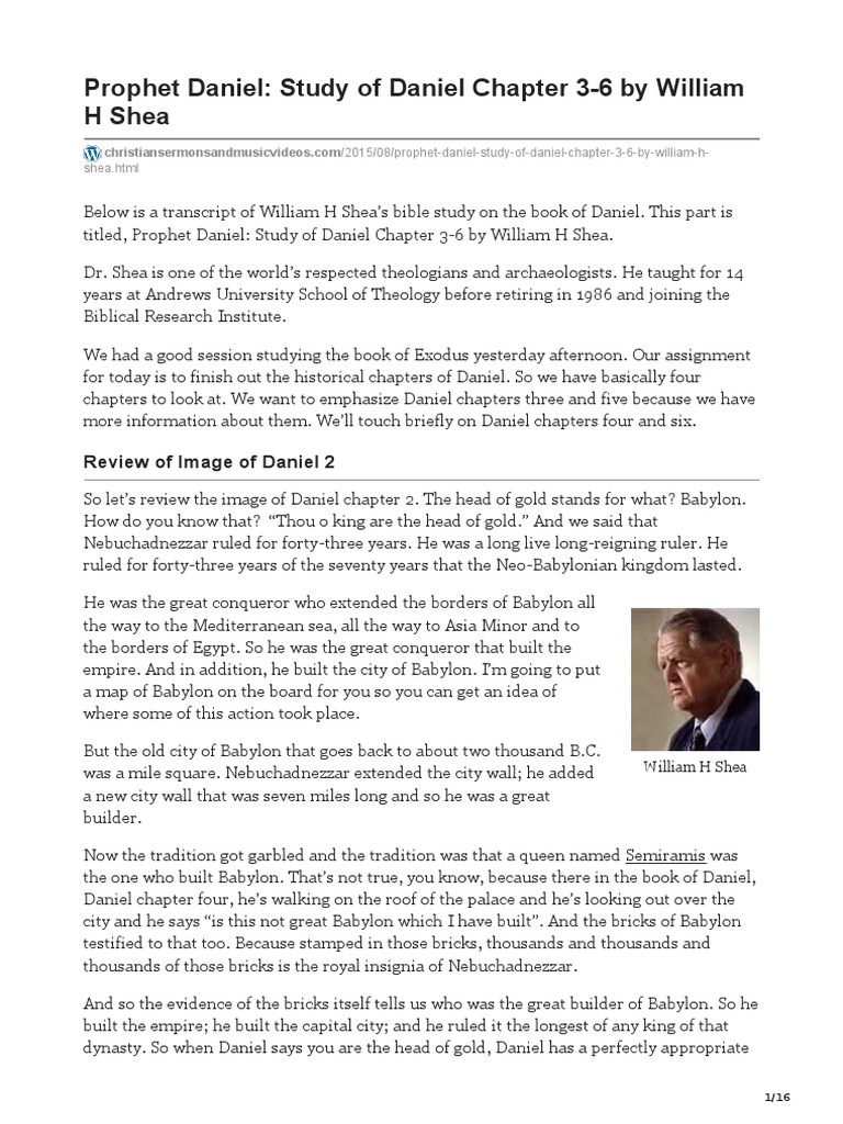 Prophet Daniel: Study of Daniel Chapters 3-6 by William H Shea. | PDF ...