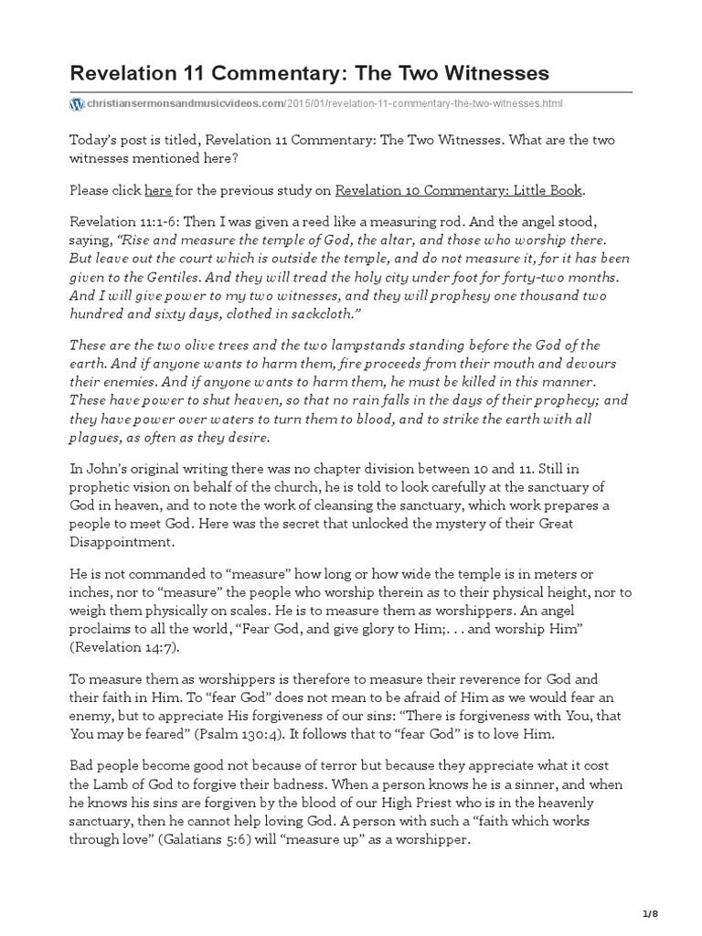 Revelation 11 Commentary: The Two Witnesses | PDF | Book Of Revelation ...