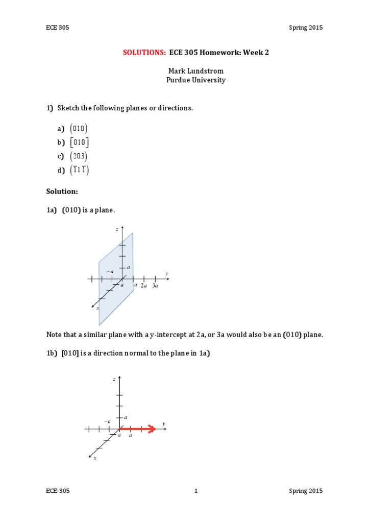 ECE 305 Homework: Week 2: Solutions | PDF | Electronvolt | Chemical Bond