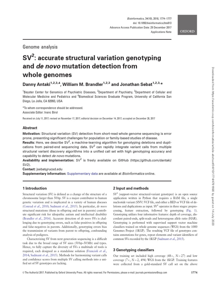Sv Accurate Structural Variation Genotyping And De Novo Mutation