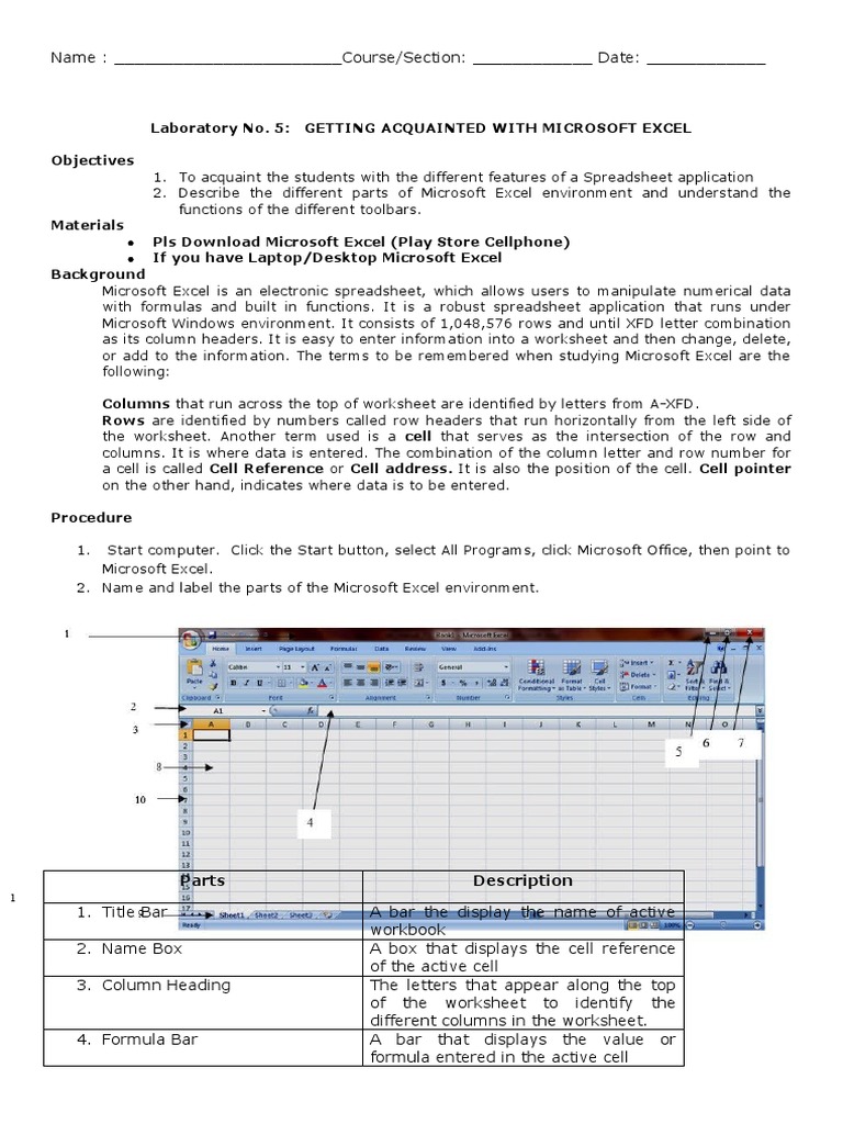 Parts Of Microsoft Excel