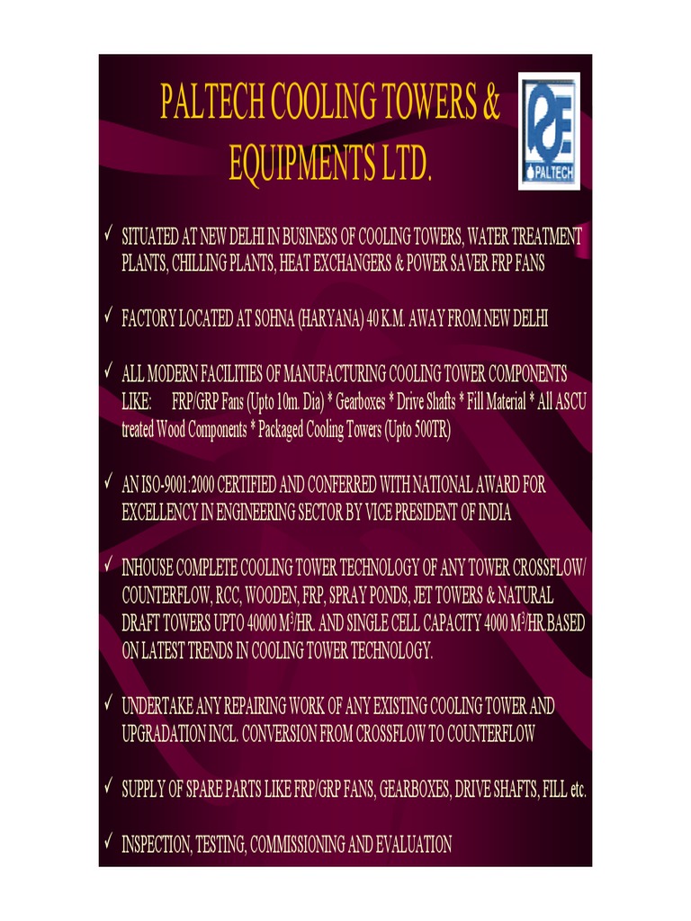 Paltech Cooling Towers & Equipments LTD | PDF | Water | Pressure