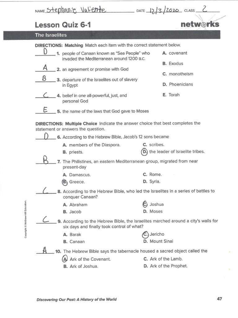 Chapter 6 Lesson 1 Quiz Questions PDF | PDF