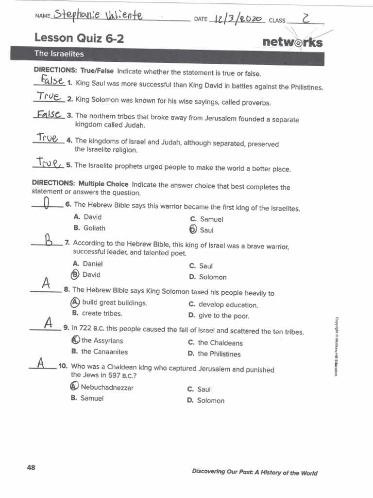 Chapter 6 Lesson 2 Quiz Questions PDF | PDF