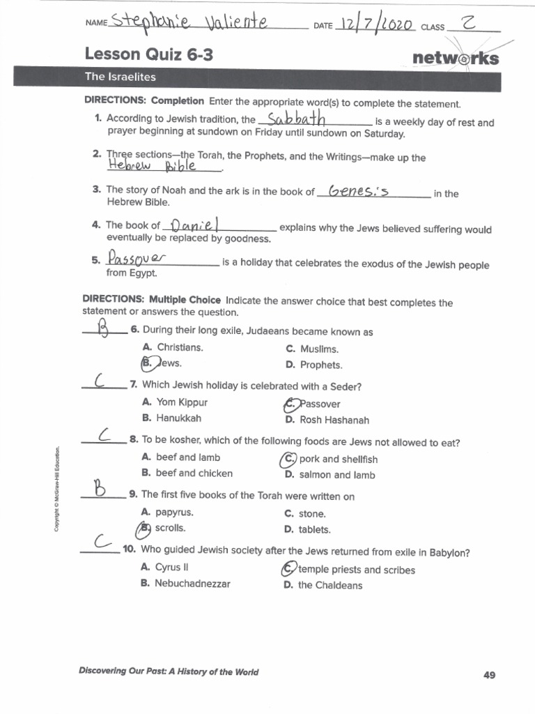 Chapter 6 Lesson 3 Questions PDF | PDF