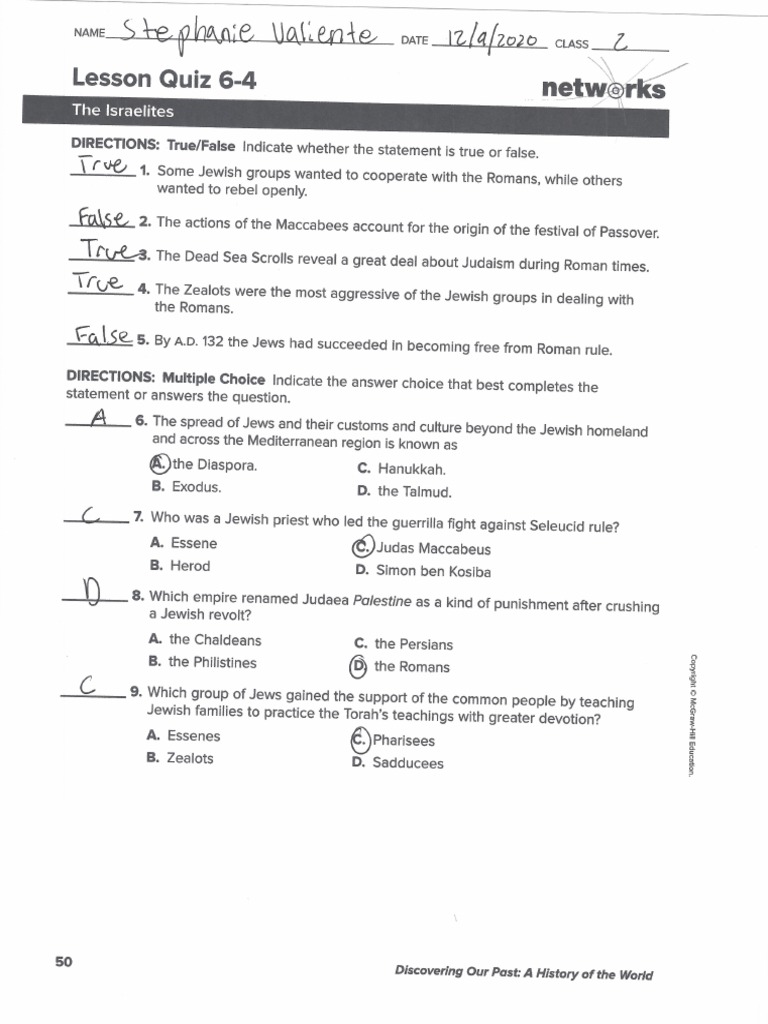 Chapter 6 Lesson 4 Questions PDF | PDF