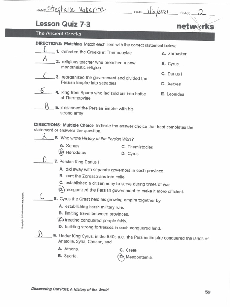 Chapter 7 Lesson 3 Questions PDF | PDF