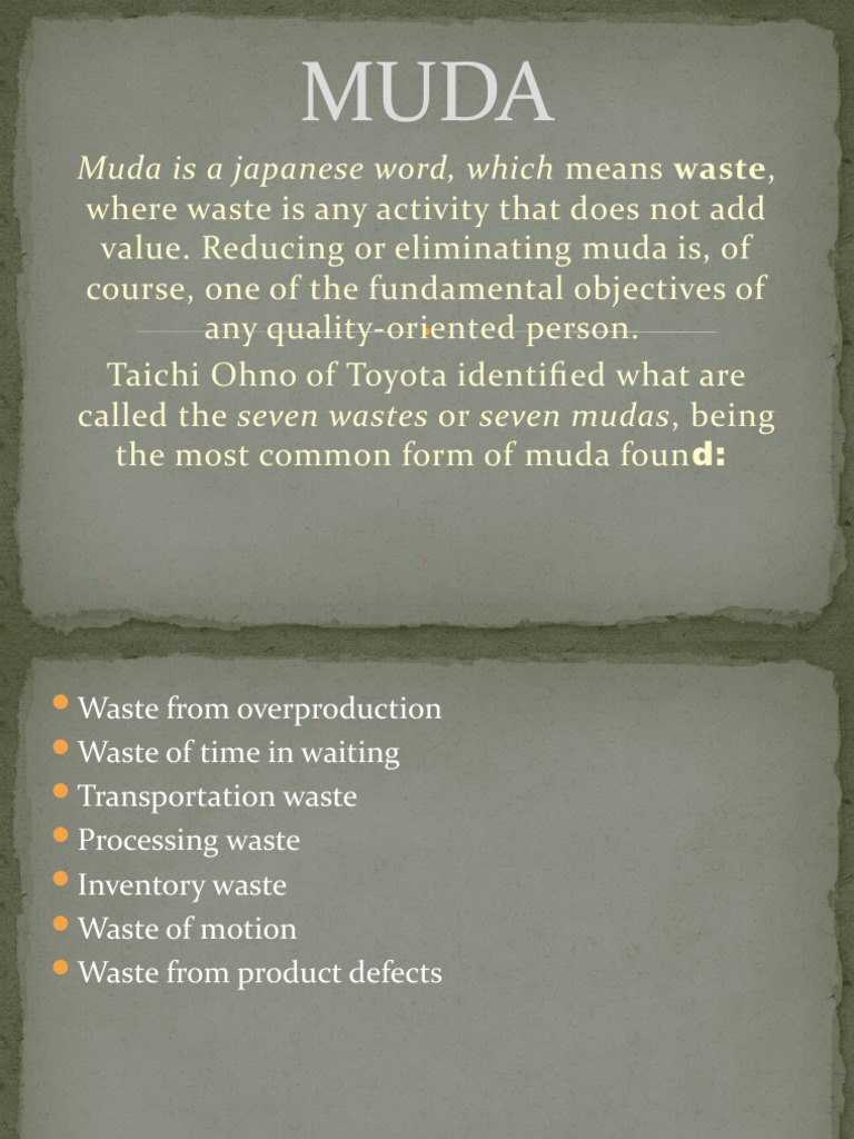 Muda Is A Japanese Word, Which Means Waste | PDF | Inventory | Business ...