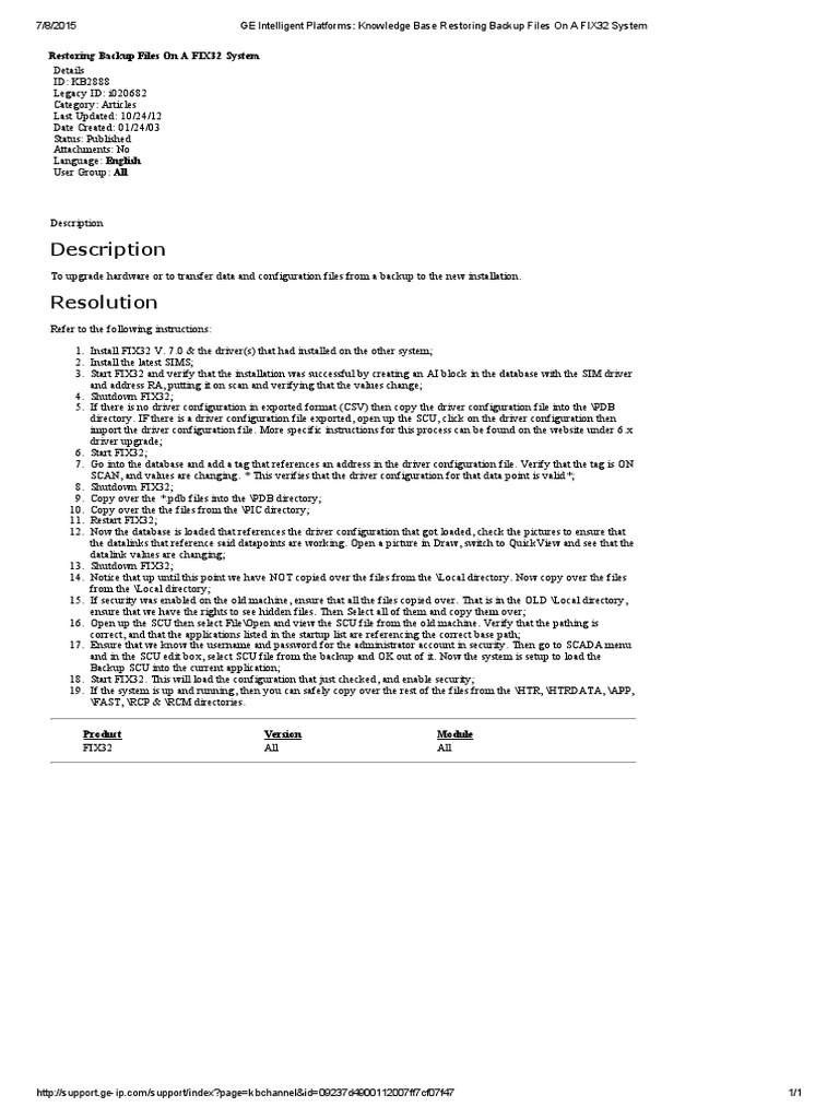 FIX32 Backup Restoration Guide | PDF | Backup | Computer File