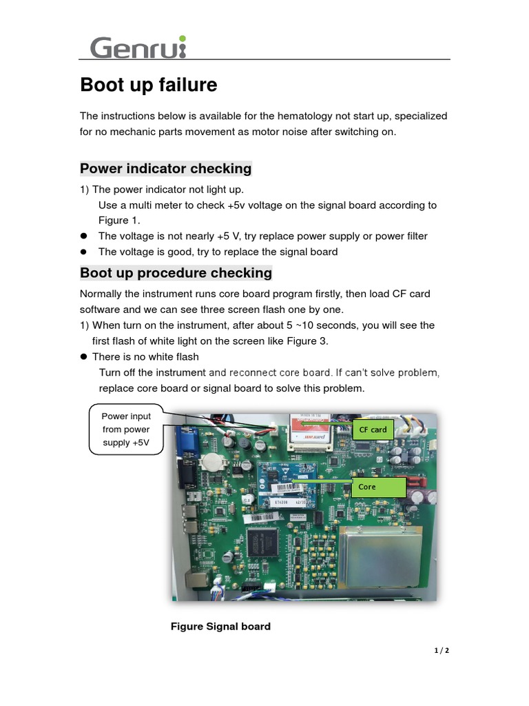 Boot Up Failure: Power Indicator Checking | PDF