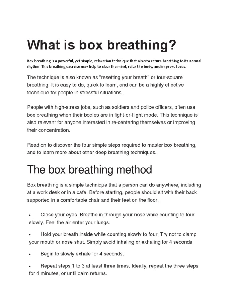What Is Box Breathing | PDF