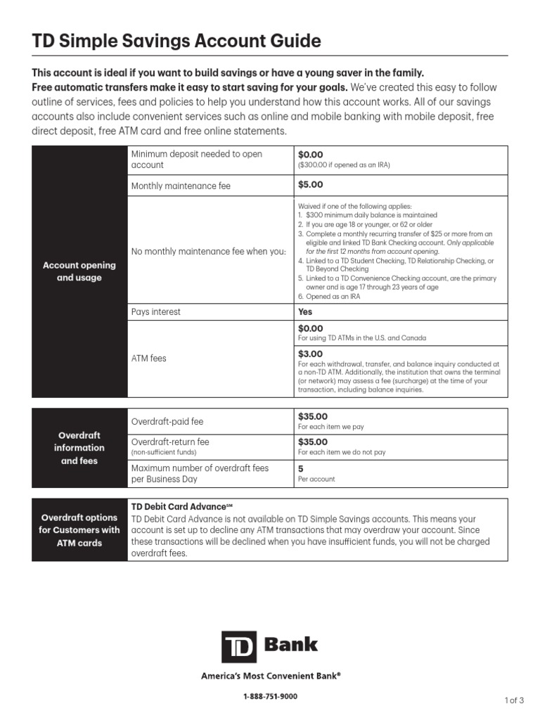 TD Simple Savings Account Guide | Download Free PDF | Overdraft | Transaction Account