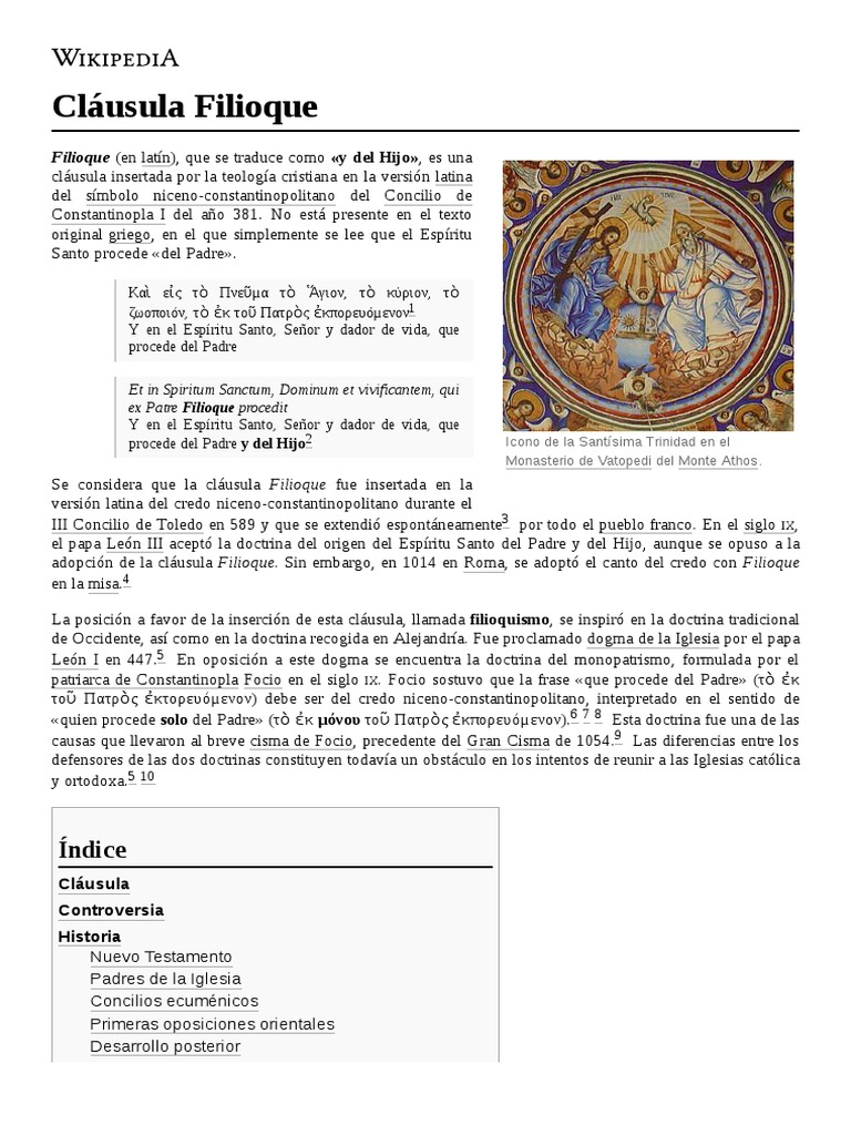 Cláusula Filioque | PDF | espíritu Santo | imperio Bizantino