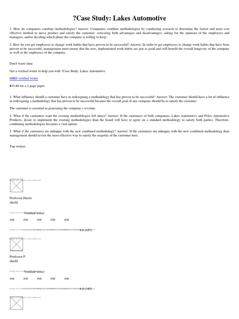 Lakes Automotive Methodology Case Study | PDF | Project Management ...