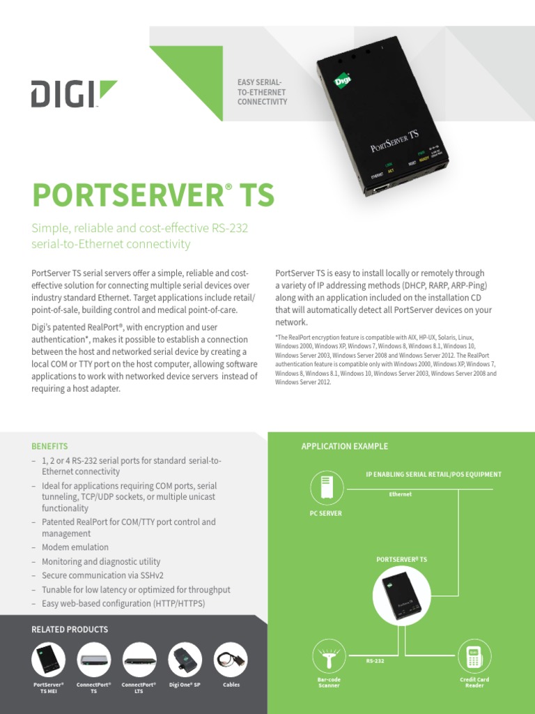 Portserver TS: Simple, Reliable and Cost-Effective RS-232 Serial-To-Ethernet Connectivity | PDF ...