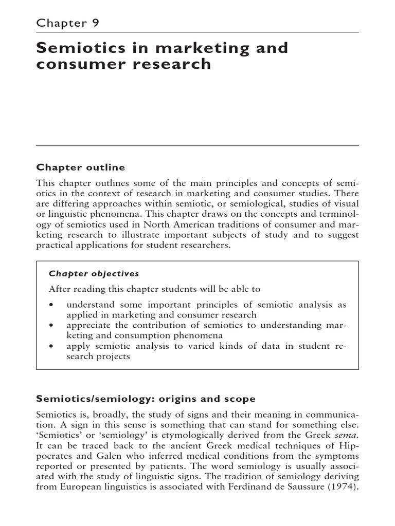 Semiotics in Marketing and Consumer Research: Chapter Outline | PDF ...