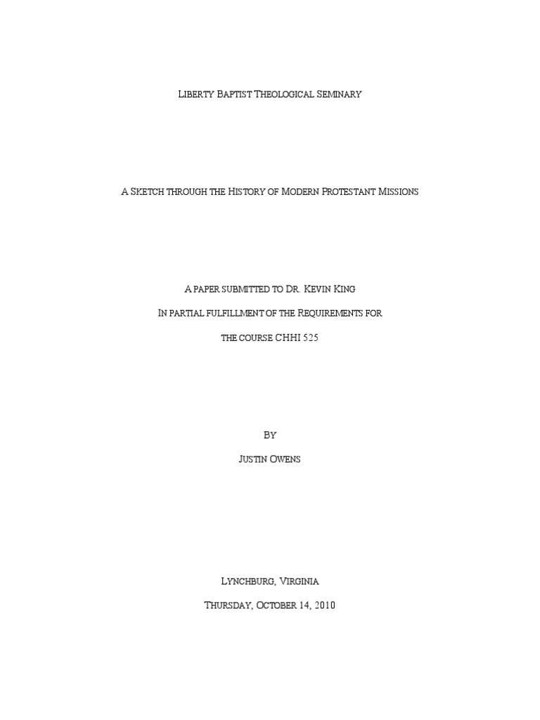A Sketch Through The History of Modern Protestant Missions | PDF ...