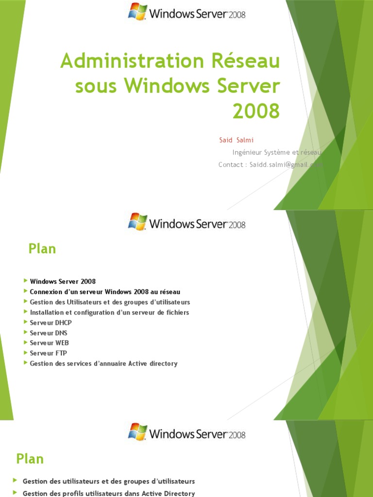 Administration Réseau Sous Windows Server 2008 | PDF | Active Directory | Windows Server 2008
