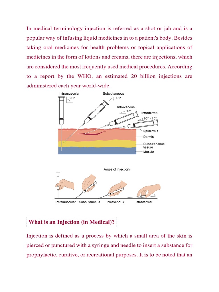 In Medical Terminology Injection Is Referred As A Shot or Jab and Is A ...