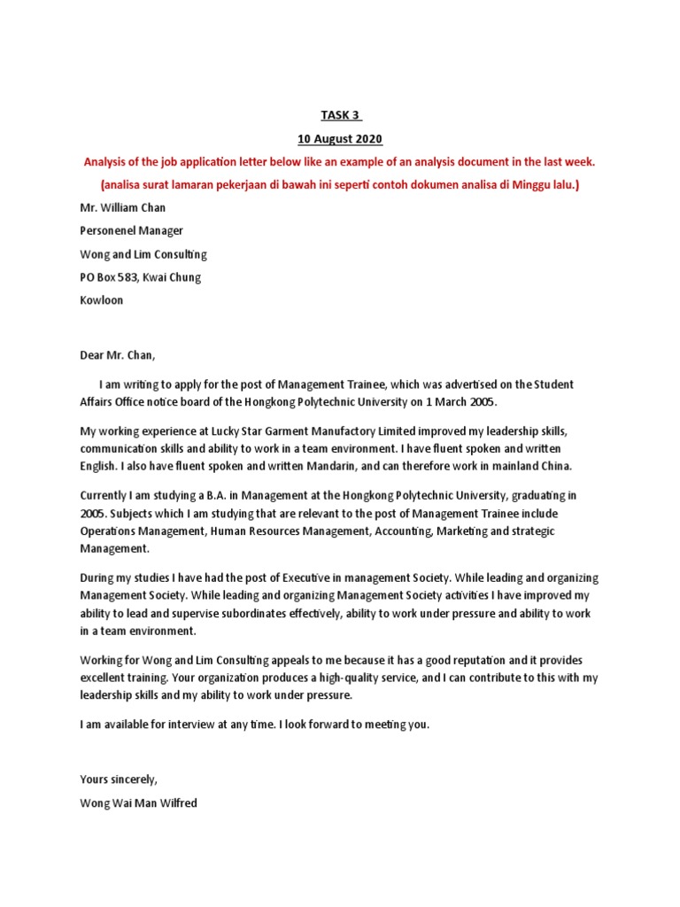 TASK of JOB APPLICATION LETTER XII | PDF | Business