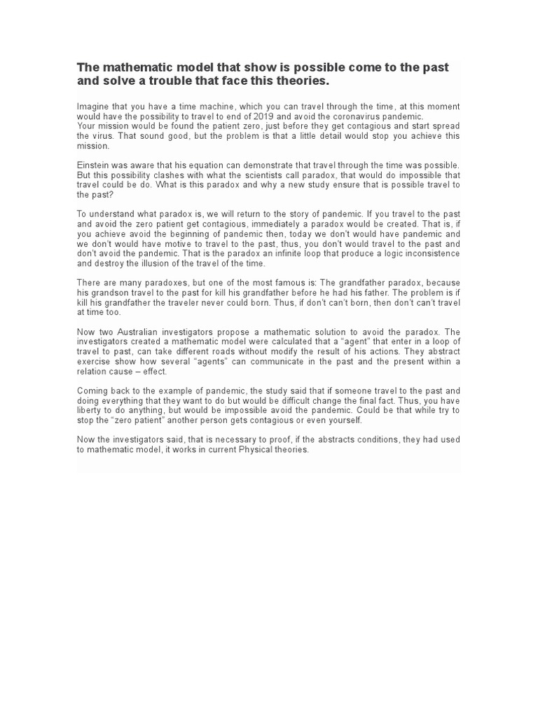 Avoiding Time Travel Paradoxes: A New Mathematical Model Proposes a ...