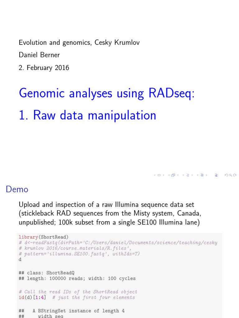 Genomic Analyses Using Radseq: 1. Raw Data Manipulation | PDF | Biostatistics | Biology